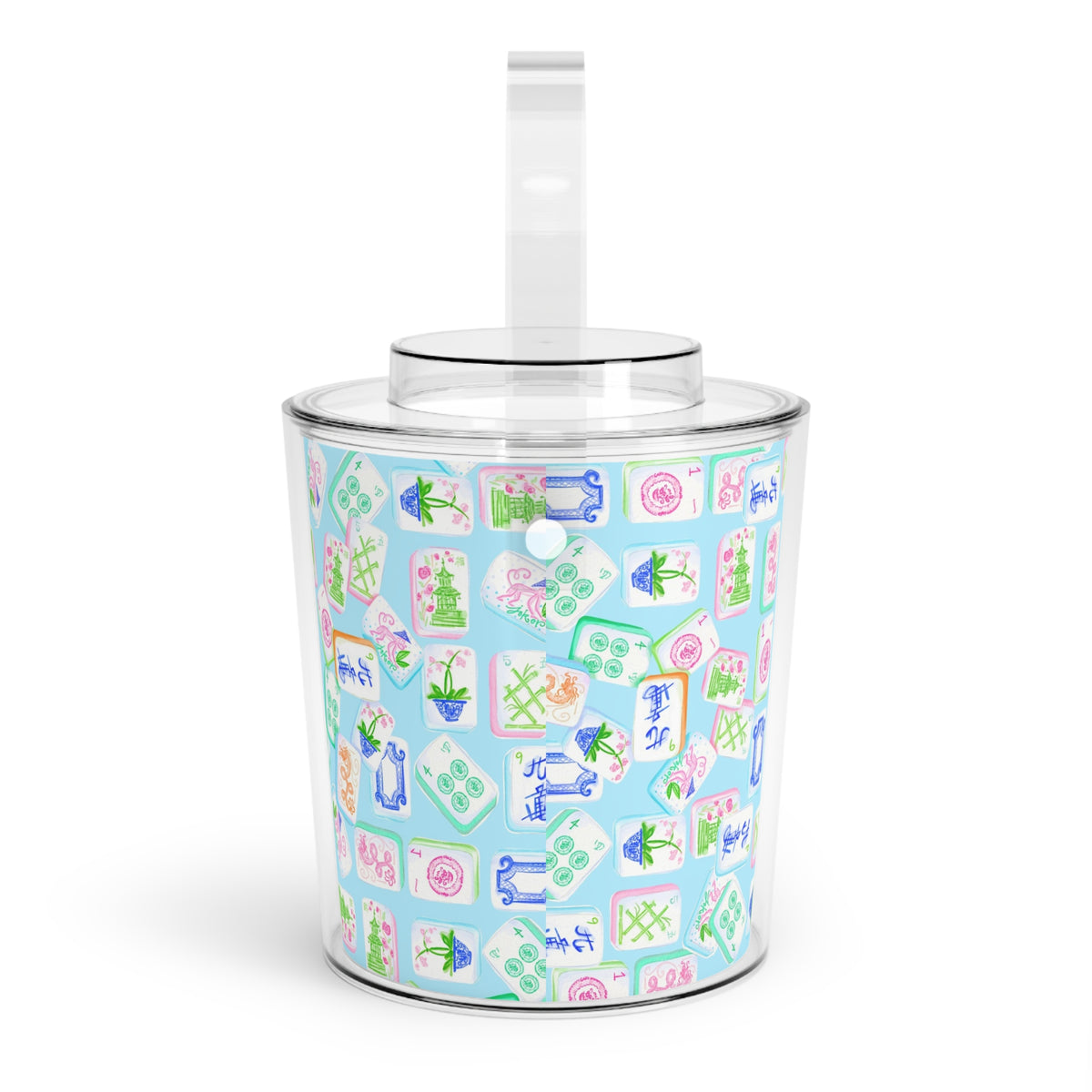 Blue Mahjong Tile Ice Bucket with Tongs – TomTom and Company